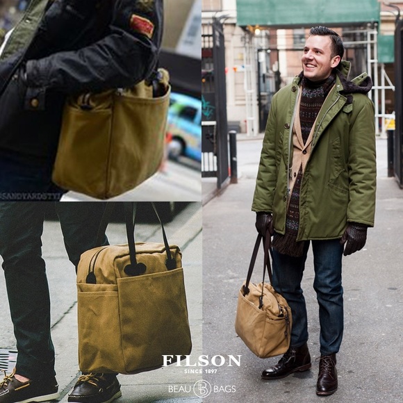 Filson | Bags | Filson Medium Rugged Twill Tote Bag Tan Canvas Leather ...